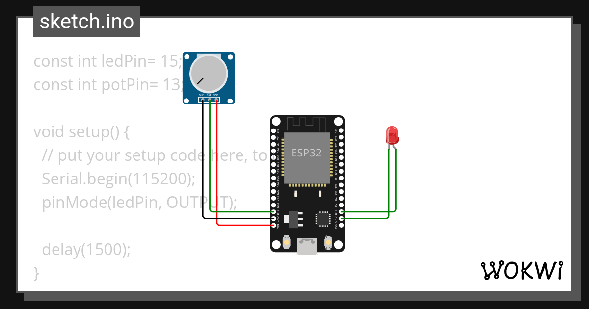 Control LED light intensity using Potentiometer Copy Copy - Wokwi ESP32, STM32, Arduino Simulator
