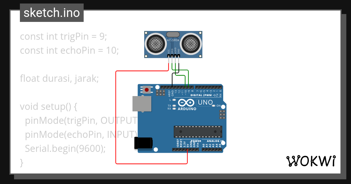 sensor ultrasonik - Wokwi ESP32, STM32, Arduino Simulator