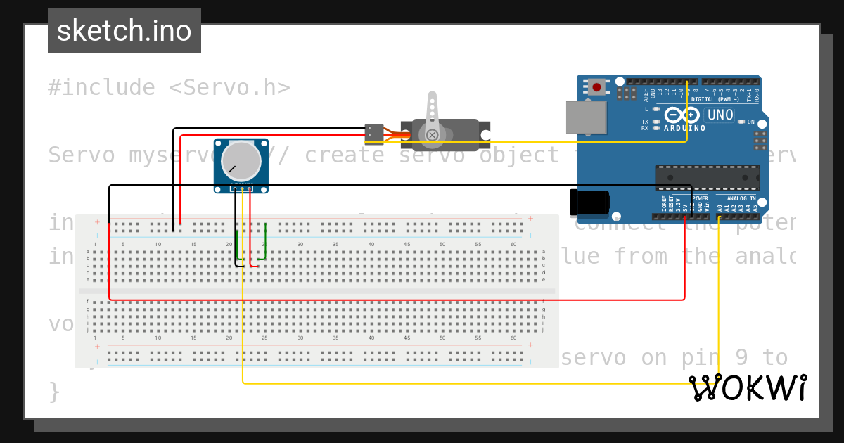 Potentiometer Controlled Servomotor Wokwi Esp32 Stm32 Arduino Simulator
