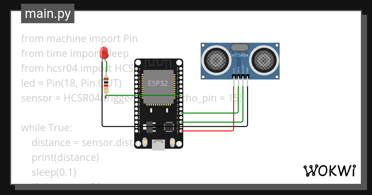 cb siêu âm - Wokwi ESP32, STM32, Arduino Simulator