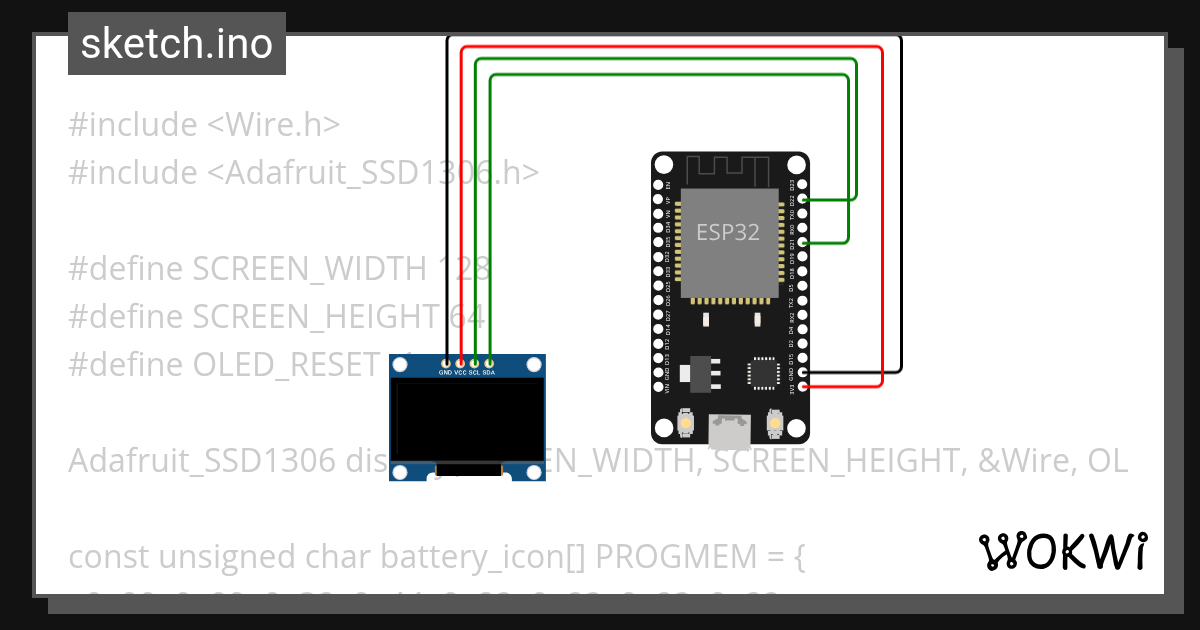ESP32+OLED - Wokwi ESP32, STM32, Arduino Simulator