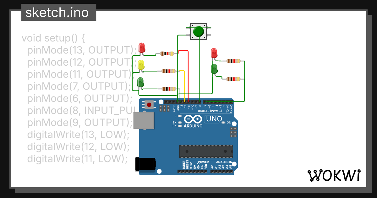 Svetofor_button - Wokwi ESP32, STM32, Arduino Simulator