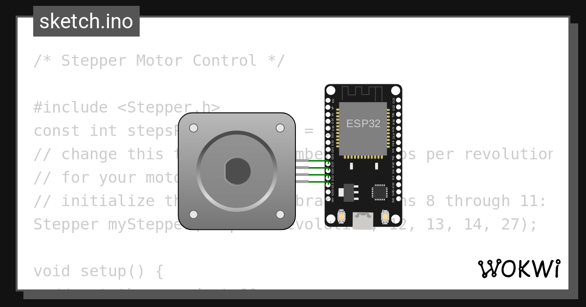 步进电机测试 Wokwi Esp32 Stm32 Arduino Simulator