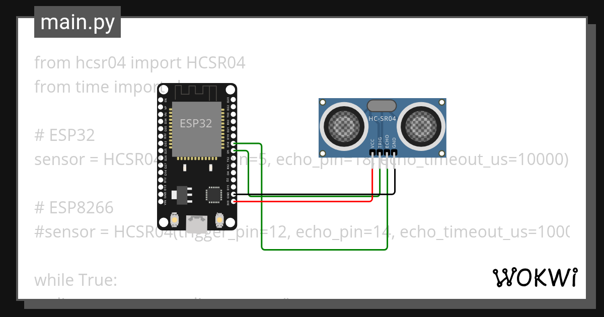 ultrasonic with lcd - Wokwi ESP32, STM32, Arduino Simulator