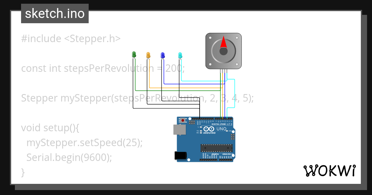 ข้อ1 สัปดาห์ 15 ควบคุมสเต็ปมอเตอร์ Wokwi Esp32 Stm32 Arduino Simulator 8641