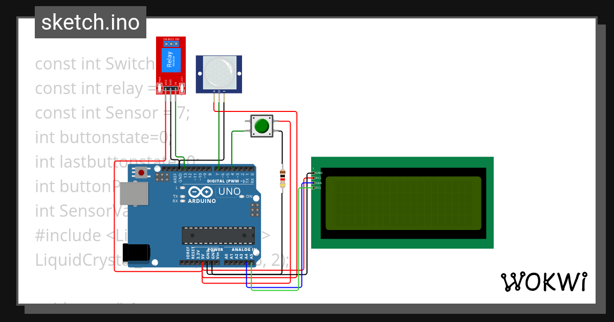 Sensor_Relay_LCD - Wokwi ESP32, STM32, Arduino Simulator
