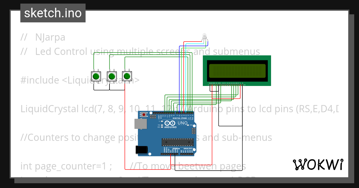 LCD Menu Copy with submenu - Wokwi ESP32, STM32, Arduino Simulator