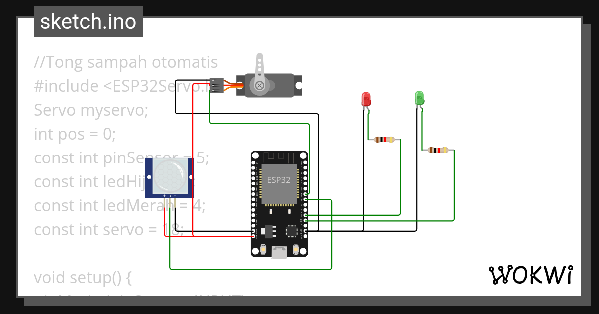 tong sampah - Wokwi ESP32, STM32, Arduino Simulator tong sampah - Wokwi ESP32, STM32, Arduino Simulator