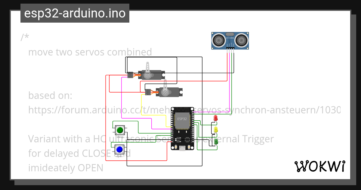 Slow Servo, Ultrasonic - One Servo! - Wokwi ESP32, STM32, Arduino Simulator