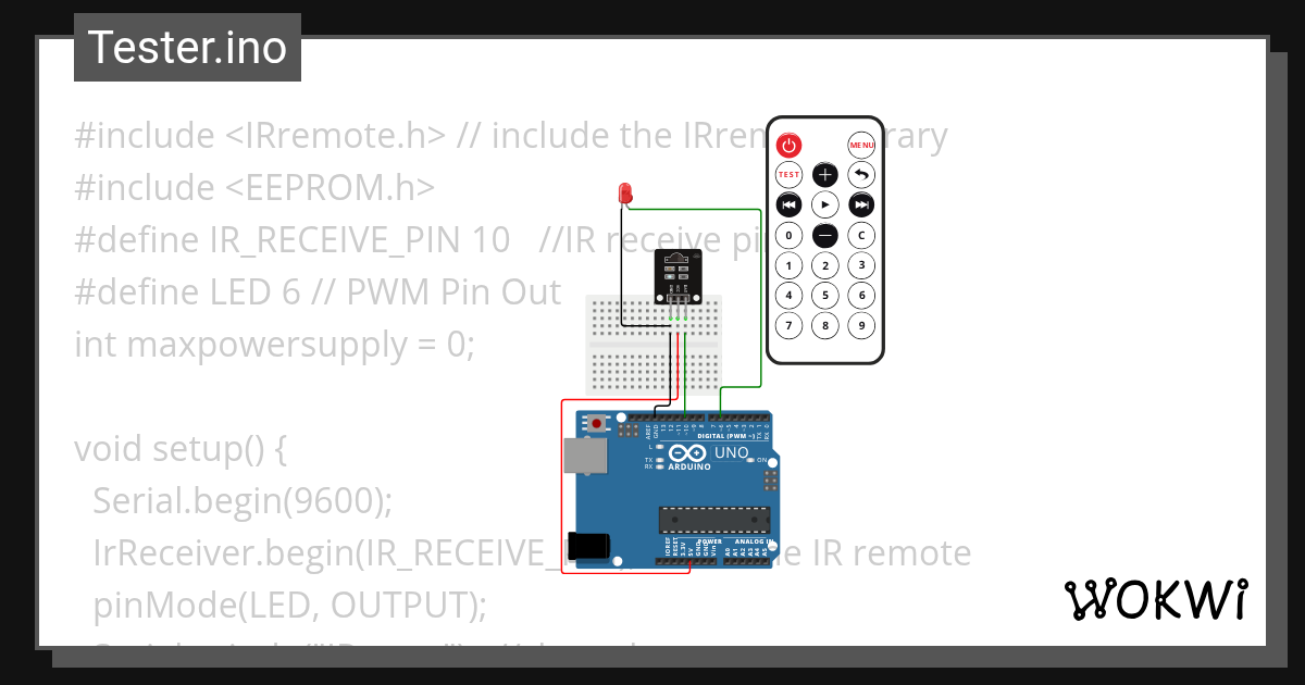 IR remote and fan_3_random speed different maxspeed Copy - Wokwi ESP32, STM32, Arduino Simulator