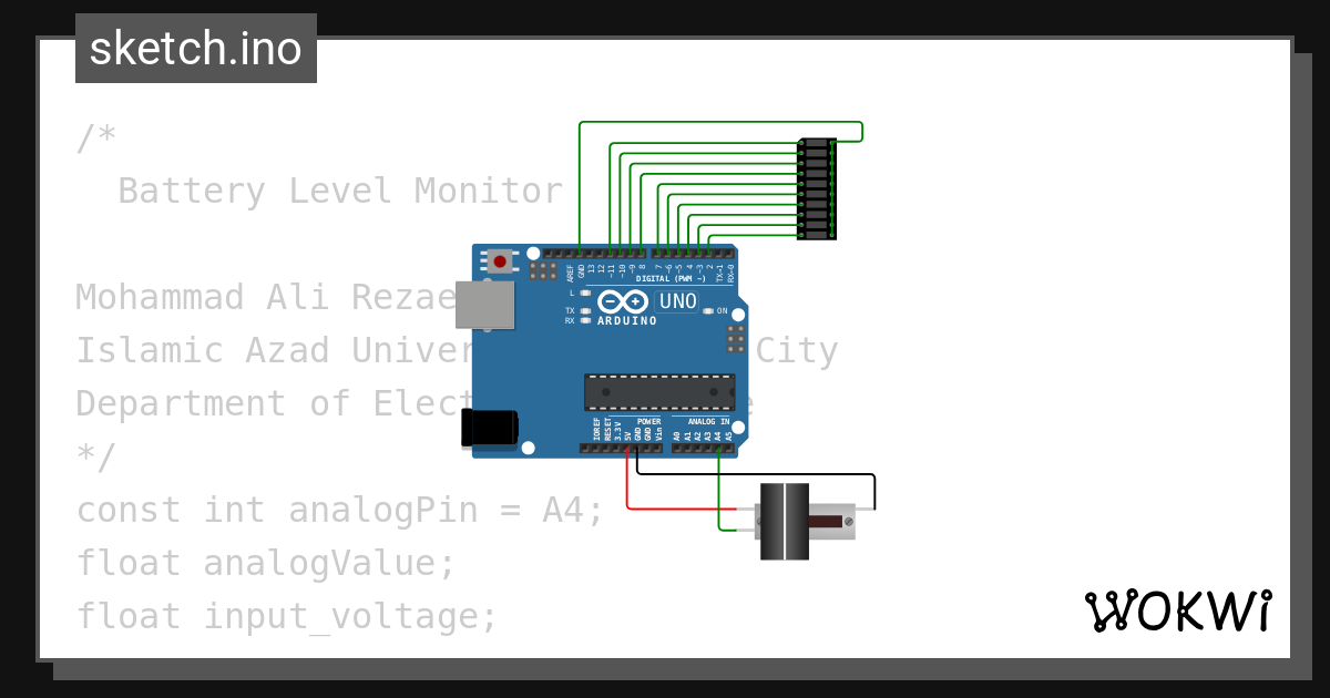 Battery Level Monitor Wokwi Esp32 Stm32 Arduino Simulator 8209