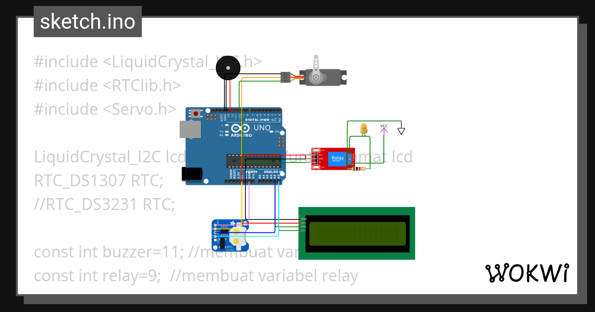 pakan ikan dua jadwal - Wokwi ESP32, STM32, Arduino Simulator