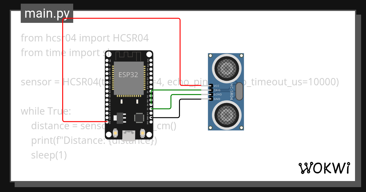 Ultrasonic Sensor Wokwi Esp32 Stm32 Arduino Simulator