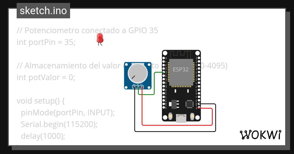 Potenciometro Esp Wokwi Esp32 Stm32 Arduino Simulator
