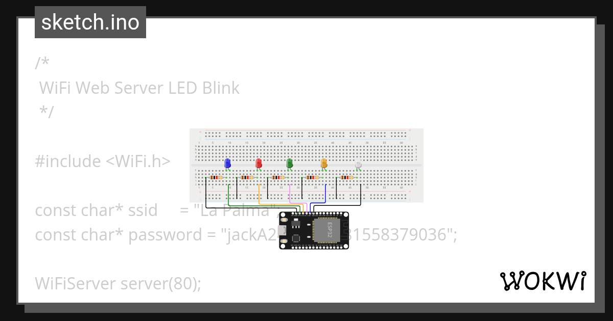 wifi Leds - Wokwi ESP32, STM32, Arduino Simulator
