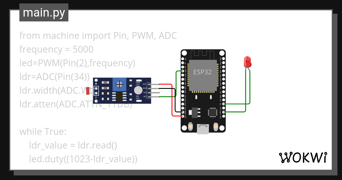 Led Brightness Intensity Wokwi Esp32 Stm32 Arduino Simulator 