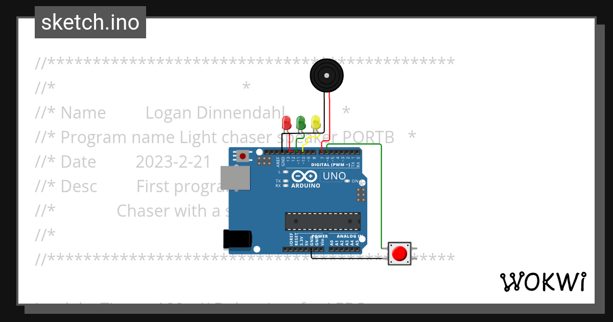 Light Chaser Speaker Portb Wokwi Esp32 Stm32 Arduino Simulator 7481