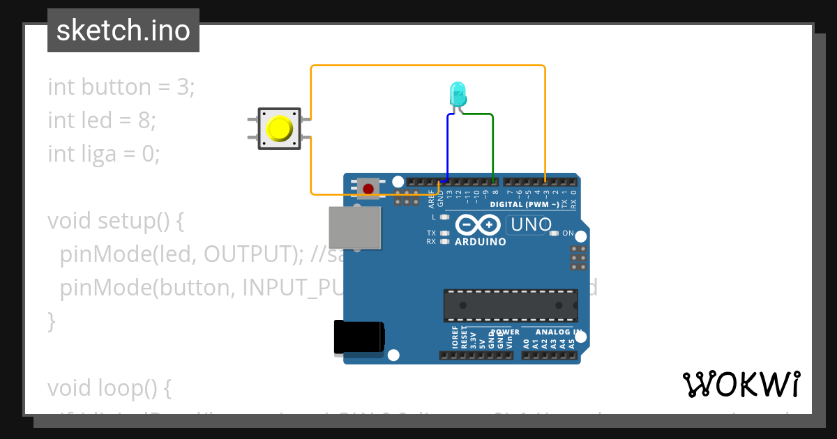 Botão (teste) - Wokwi ESP32, STM32, Arduino Simulator Botão (teste) - Wokwi ESP32, STM32, Arduino Simulator
