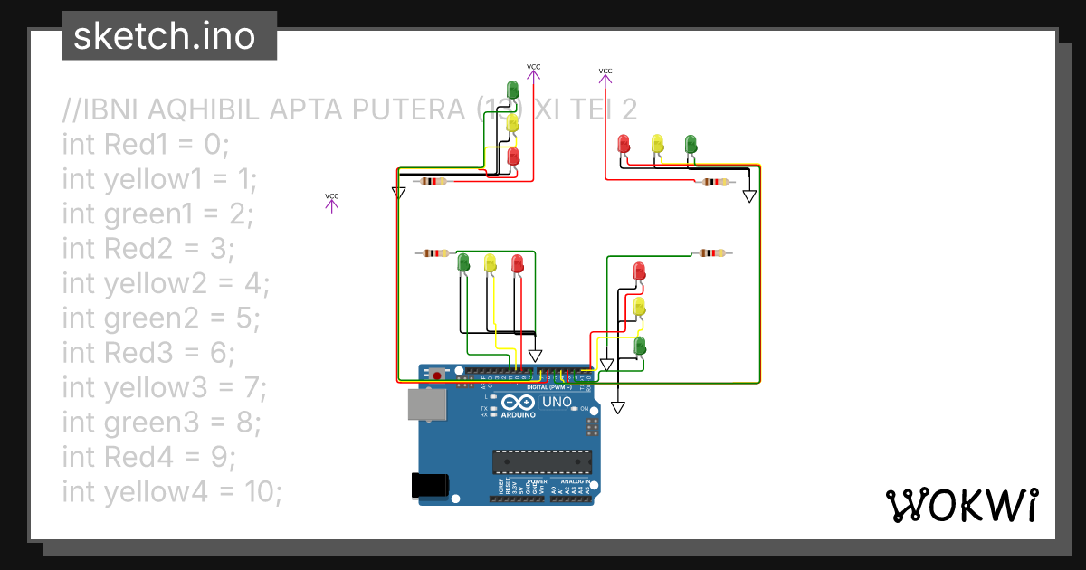LED Traffic light - Wokwi ESP32, STM32, Arduino Simulator