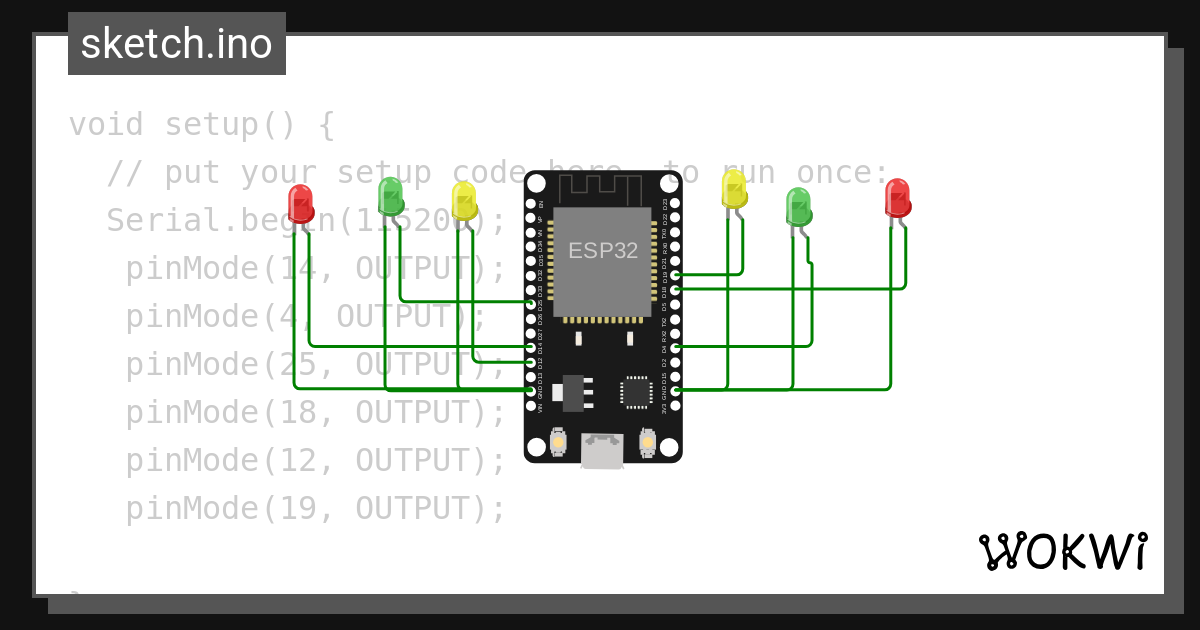 Glowing Led Wokwi Esp32 Stm32 Arduino Simulator