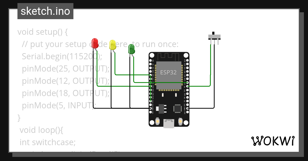 Traffic signal - Wokwi ESP32, STM32, Arduino Simulator