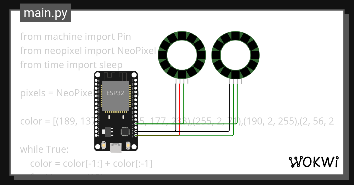 Rainbow Led Ring - Wokwi ESP32, STM32, Arduino Simulator Rainbow Led Ring - Wokwi ESP32, STM32, Arduino Simulator