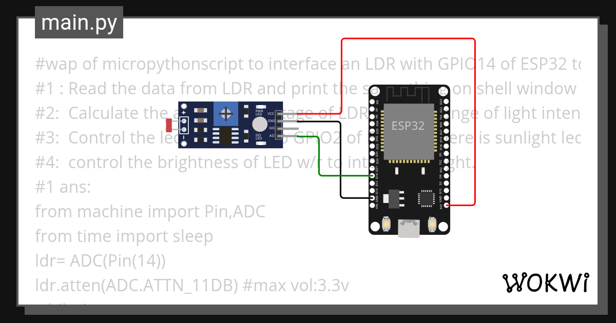 LDRWITHLED.PY - Wokwi ESP32, STM32, Arduino Simulator