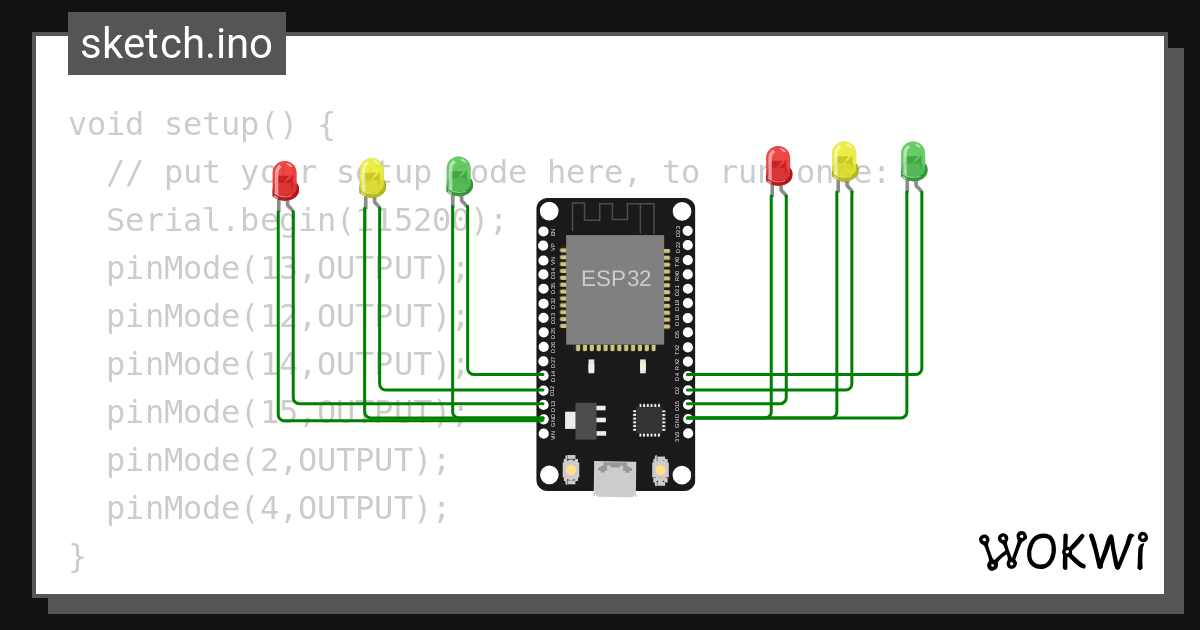 Traffic Light Wokwi Esp32 Stm32 Arduino Simulator 0539