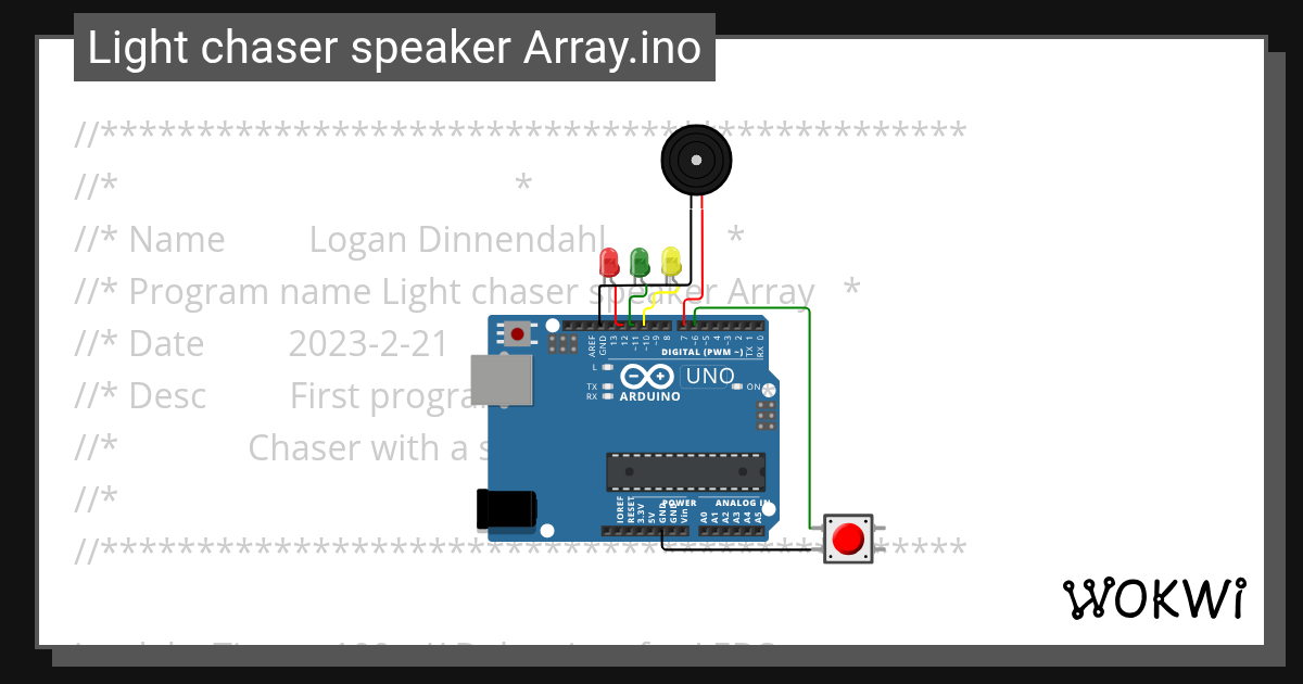 Light chaser speaker Array - Wokwi ESP32, STM32, Arduino Simulator