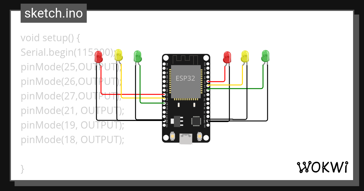 Traffic Light Wokwi Esp32 Stm32 Arduino Simulator 