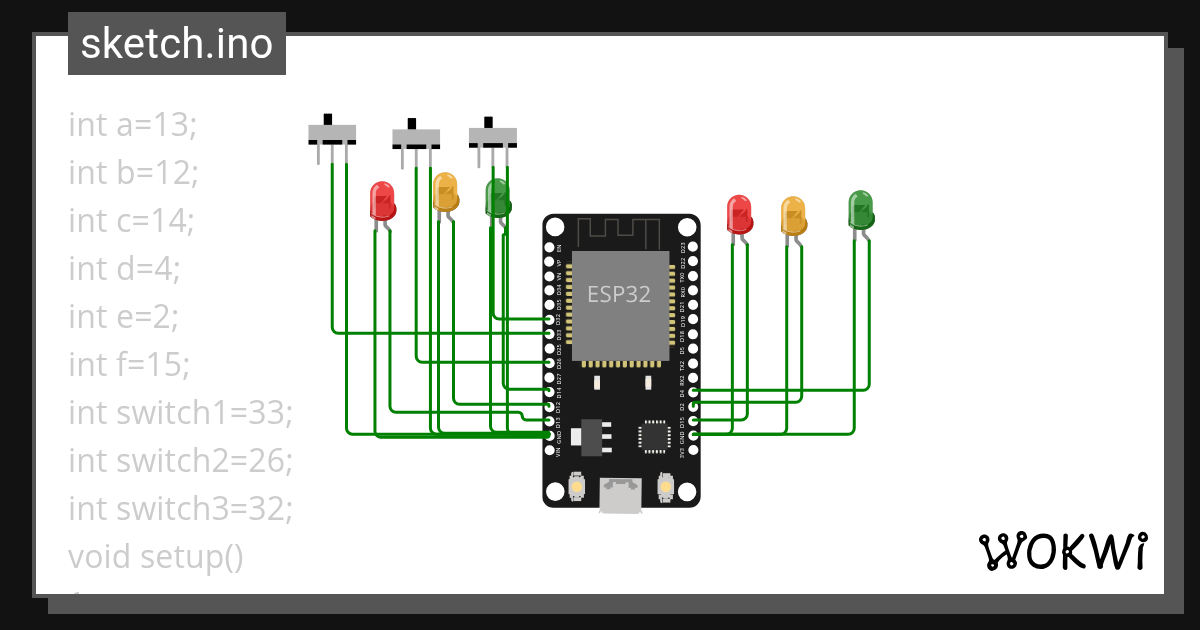 trafic signal - Wokwi ESP32, STM32, Arduino Simulator