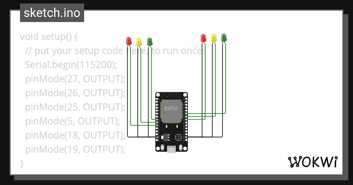 Traffic Light Wokwi Esp32 Stm32 Arduino Simulator 1428