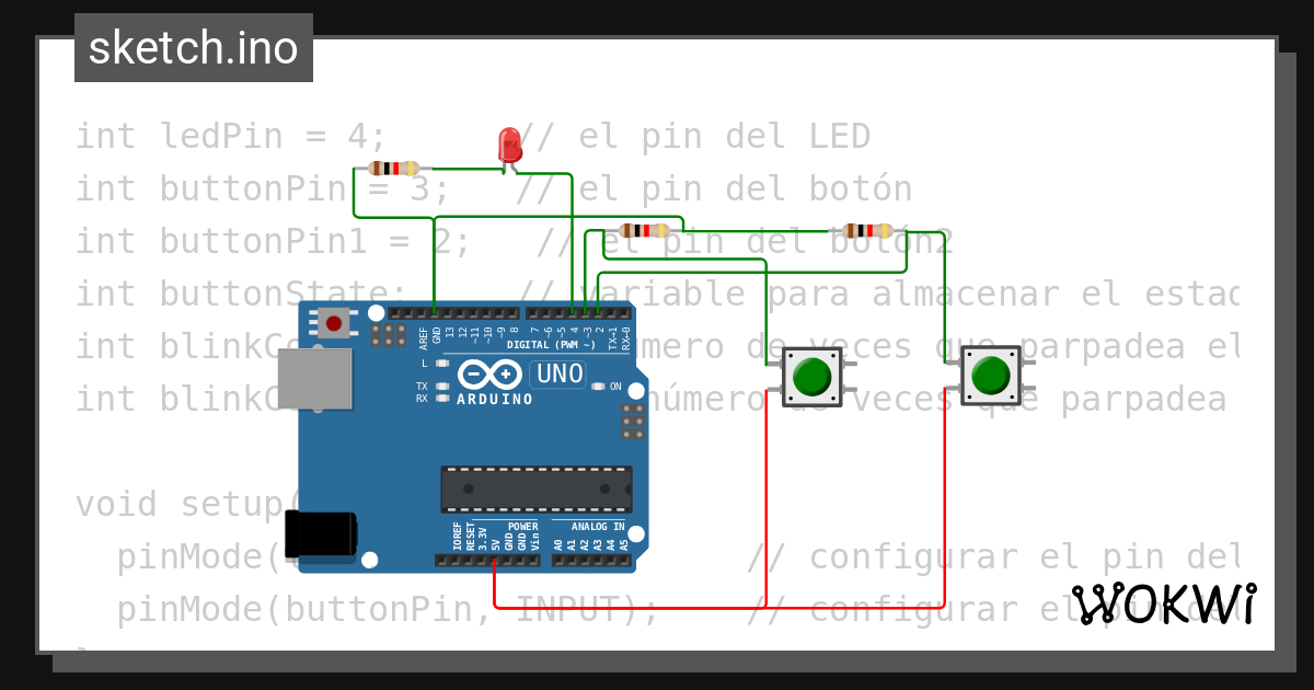 2 Botons 1 Led Wokwi Esp32 Stm32 Arduino Simulator 2427