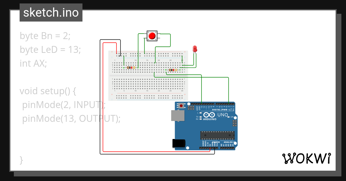 Led by button - Wokwi ESP32, STM32, Arduino Simulator