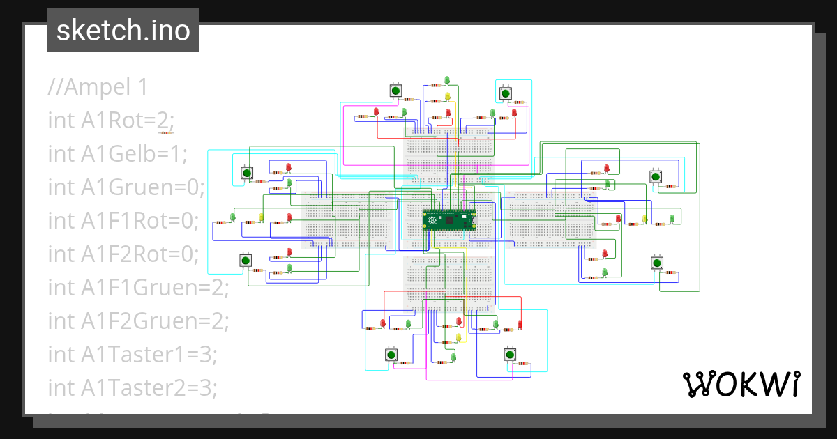 Ampelschaltung - Wokwi ESP32, STM32, Arduino Simulator
