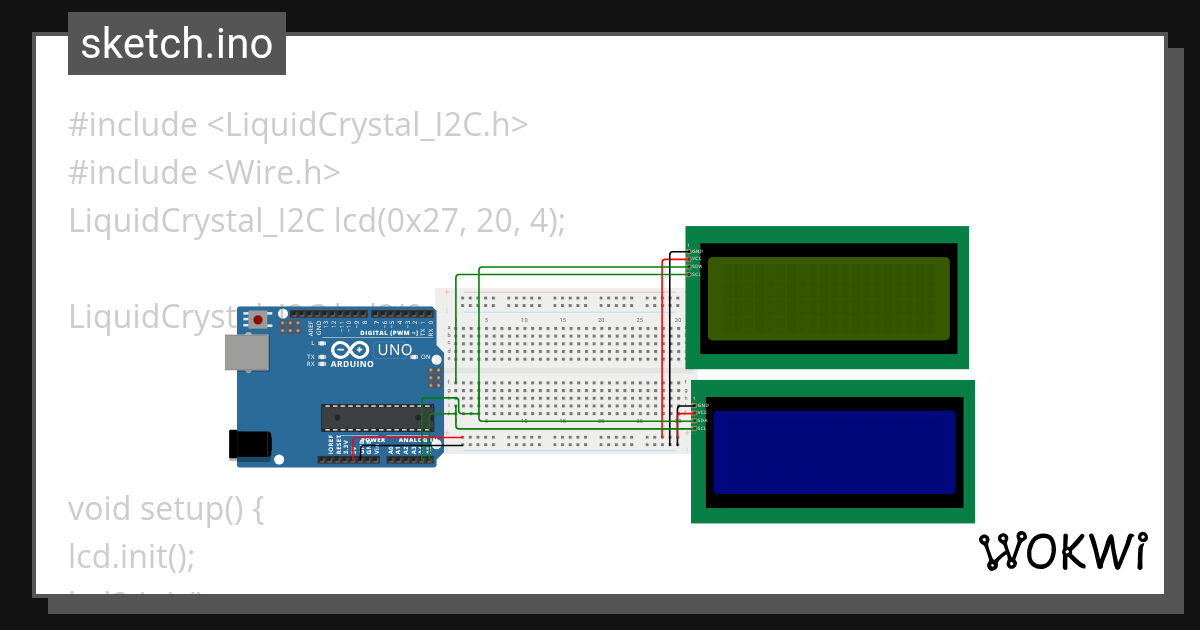 2 Ekran Wokwi Esp32 Stm32 Arduino Simulator 