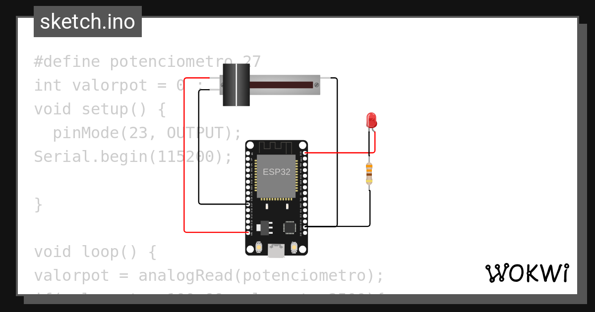 Potenciómetro Entrada Analógica Wokwi Esp32 Stm32 Arduino Simulator