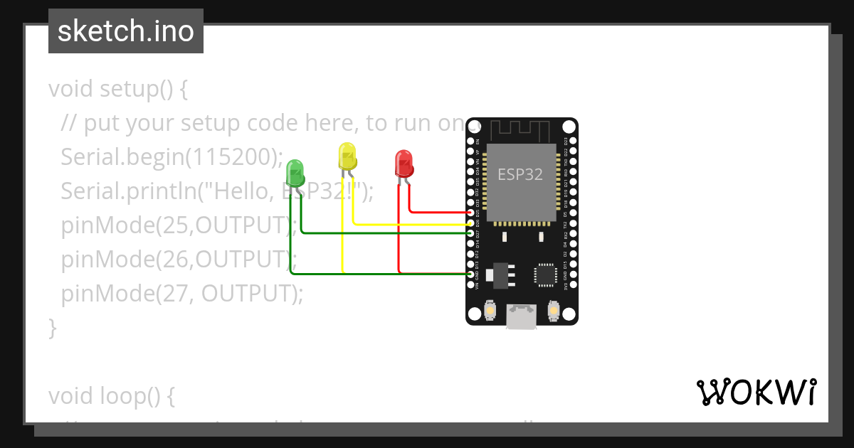 DAY 1 PRACTICAL - Wokwi ESP32, STM32, Arduino Simulator