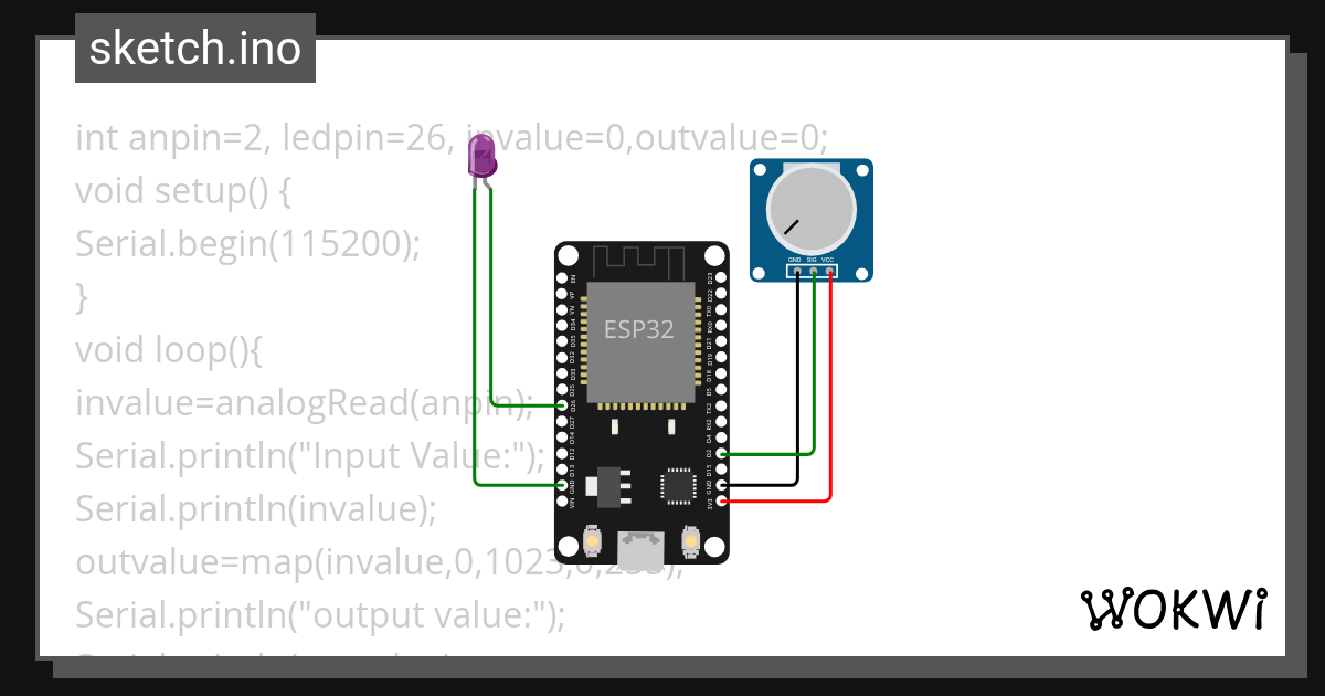 Potentiometer - Wokwi ESP32, STM32, Arduino Simulator