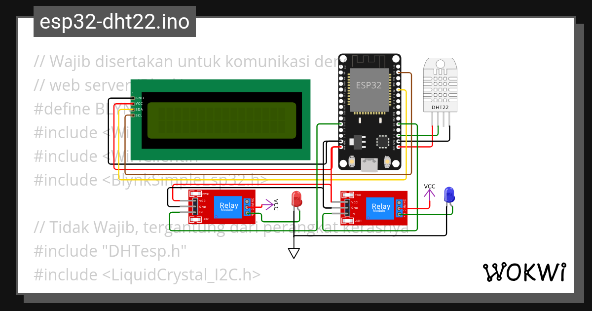 Sensor Suhu & Kelembaban Blynk - Wokwi ESP32, STM32, Arduino Simulator