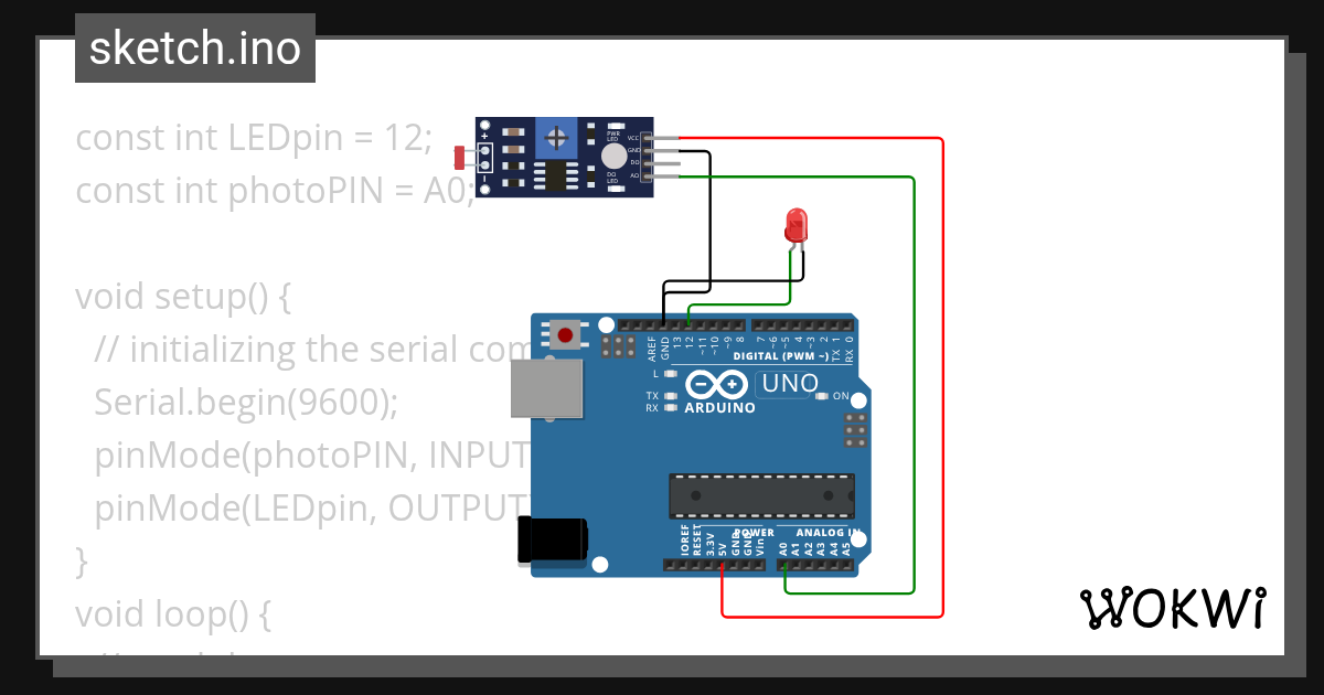LDR-program - Wokwi ESP32, STM32, Arduino Simulator