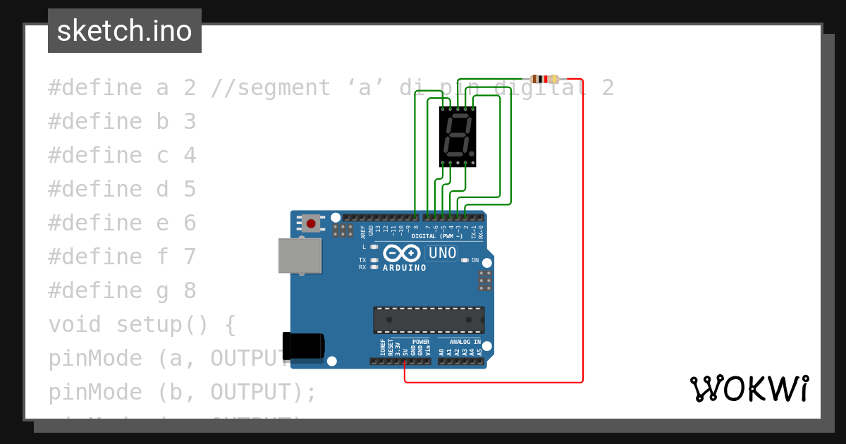 7 segment anode menampilkan angka 9 - Wokwi ESP32, STM32, Arduino Simulator 7 segment anode menampilkan angka 9 - Wokwi ESP32, STM32, Arduino Simulator