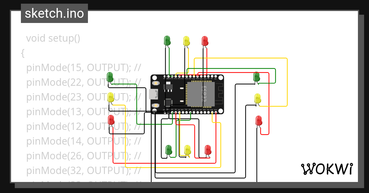 03032023ไฟจราจรแก้ Wokwi Esp32 Stm32 Arduino Simulator 