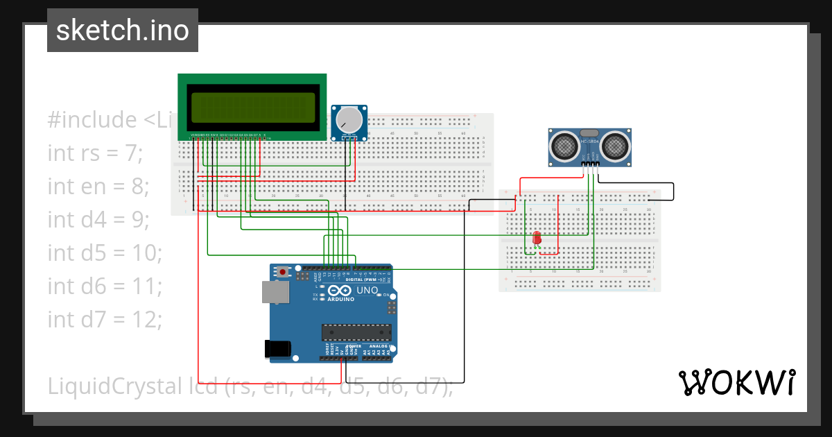 Ultrasonido | LCD Display - Wokwi ESP32, STM32, Arduino Simulator