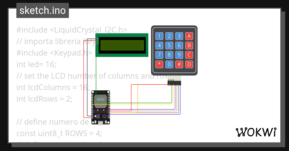 ESP32 con teclado matricial - Wokwi ESP32, STM32, Arduino Simulator