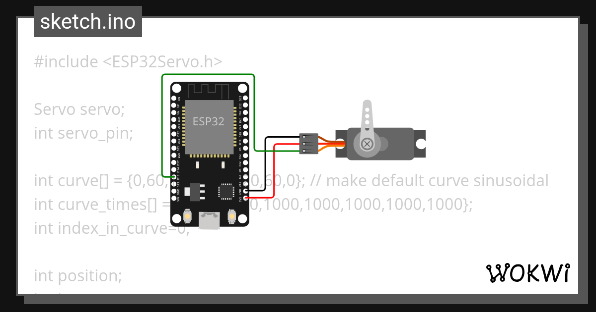 ESP32 servo follow curve - Wokwi ESP32, STM32, Arduino Simulator
