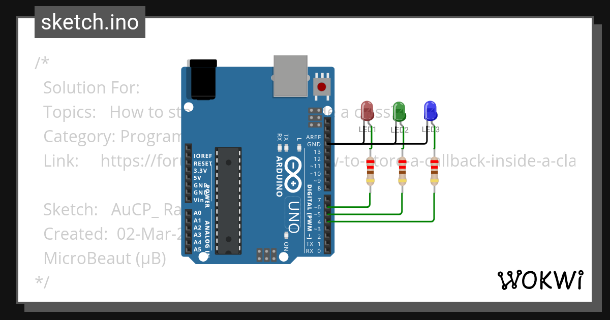 Arduino Forum - How to store a callback inside a class? - Wokwi ESP32, STM32, Arduino Simulator