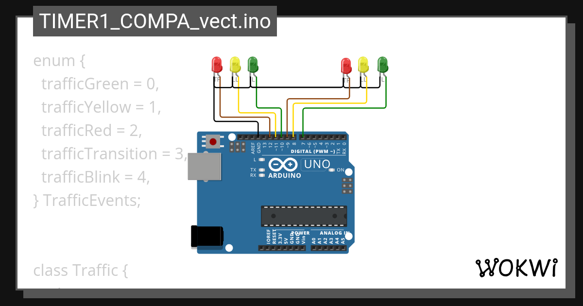 Arduino Forum - 4-way traffic light that can be interrupted - Wokwi Arduino and ESP32 Simulator