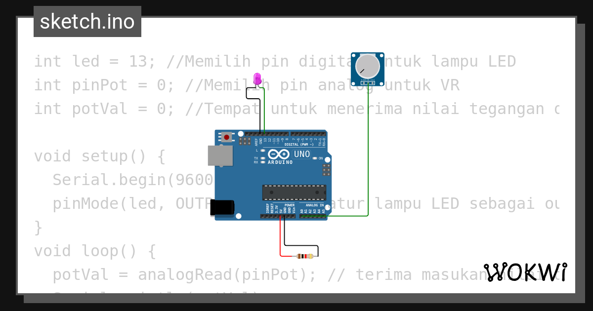 1 Adc And Pengatur Kecerahan Led Wokwi Esp32 Stm32 Arduino Simulator 4627