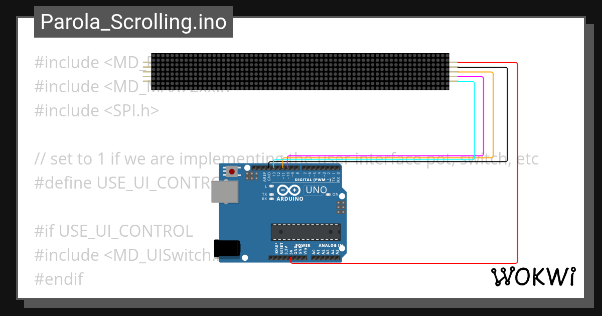Parola_Scrolling.ino Copy - Wokwi ESP32, STM32, Arduino Simulator